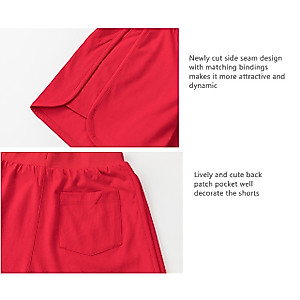 ALAVIKING Girls Cotton Shorts Athletic Running Shorts with Elastic Waistband Workout Shorts for Girls Size 3-12 Years (Red-l)