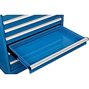 Global Industrial 14 Drawer Modular Cabinet, w/Lock, w/o Dividers, 36"Wx24"Dx57"H Blue