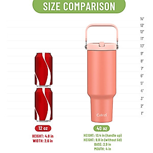 Cafezi 40 oz Tumbler with Lid and Straw, Stainless Steel Vacuum Insulated Tumblers with Flip Straw and Top Handle, Reusable Insulated Water Bottle for Home, Office, Leakproof, Fit in Cup Holder