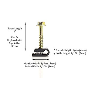 THE CIMPLE CO - Mini Wire Cable Clips, Electrical Wire Cable Clip, 1/10 in (3 mm) Screw Clip and Fastener, Black (100 Pieces per Bag)