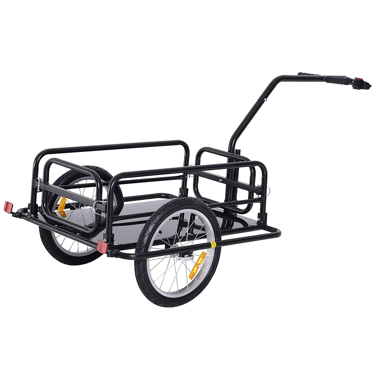 Black Folding Cargo Trailer with Seat Post Hitch for Quick Easy Attachment to Bicycle Can Fit Most Bicycles Quick Release Wheel Storage Cart for Transportation of Luggage Tools Groceries Space Saving