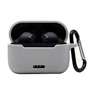 Silicone Case for TOZO NC2 in-Ear Detection Bluetooth Headphones,Premium Soft Skin Cover Shock-Absorbing,Anti-Scratch Protective Case with Keychain,Grey