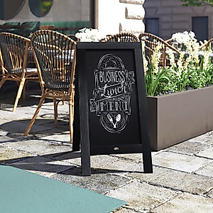 A Frame Chalkboard by HBCY Creations: 40x20 Solid Wood A-Frame Sign Black Double-Sided Magnetic Board, Chalkboard Menu Board, for Restaurants, Cafés, Weddings - Heavy Duty Hinges