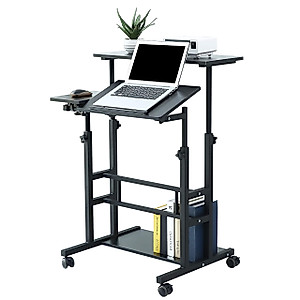 UNICOO Portable Standing Desk on Wheels, Height Adjustable Mobile Standing Desk, Versatile Standing Portable Desk for Home Office, Rolling Sit-Stand Workstation, Stand-up Desk, Ergonomic Design