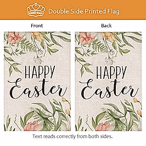CROWNED BEAUTY Happy Easter Garden Flag Floral 12×18 Inch Double Sided Outside Vertical Holiday Yard Decor