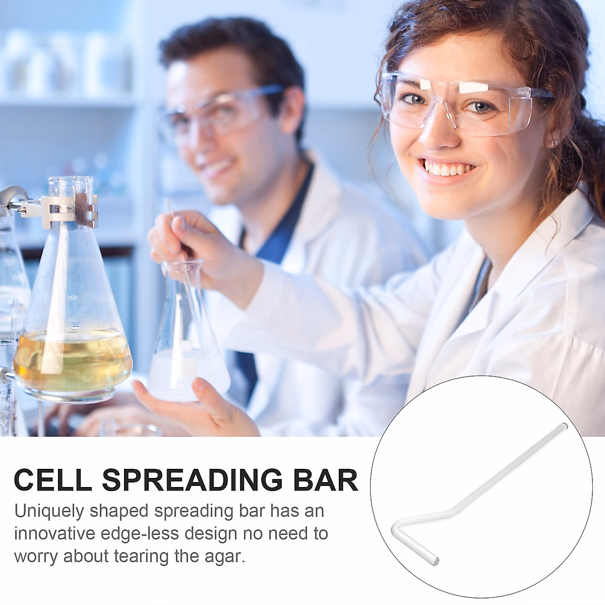 PartyKindom 4 Pcs L- Cell Culture Scraper, Glass Coating Rod Cell Spreaders, Reusable Cell Diffuser Tool for Laboratory Scientific Research Use, Diameter 6mm