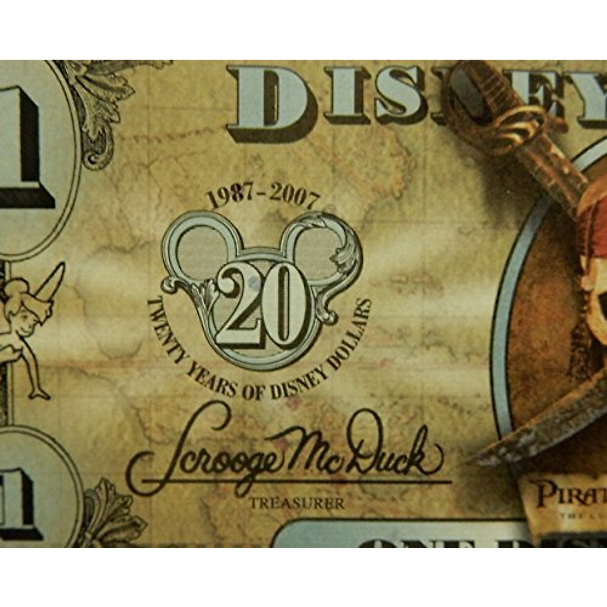 2007 Pirates of the Caribbean Disney Dollar (20th Anniversary) The Curse of the Black Pearl (Individual Serial Number) Uncirculated