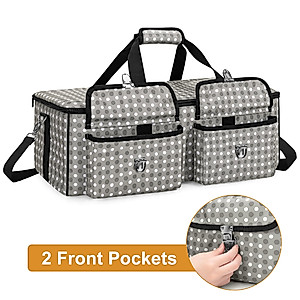 YARWO Double/Triple Slow Cooker Travel Bag (23.4L x 9.2W x 8.1H), Portable Slow Cooker Carrier Case with Shoulder Strap and Multi Pockets for Kitchen Appliance Machine and Accessories, Gray