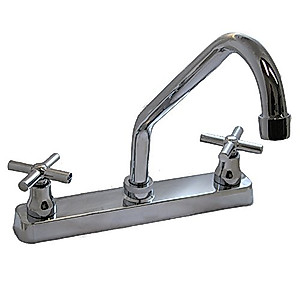 Stainless Steel Spout Plastic Kitchen Faucet Chromed Finished w/Durable Construction 8" Center Set- ADA [1205 P] No Lead