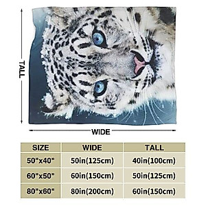 XTGOO Blue Eyed Snow Leopard Ultra-Soft Fleece Blanket Flannel Velvet Plush Throw Blanket,60x50in