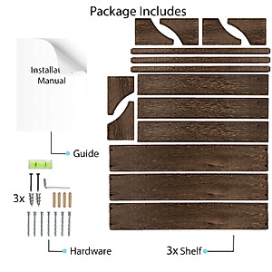 brightmaison Angel 30" Floating Shelves for Wall Decor, Kids Bookshelf for Wall, Toy Storage Shelf & Nursery Book Shelves Wood Wall Shelves for Home Decor Set of 3 Brown