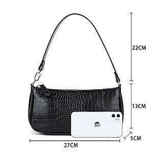 Shoulder Bags for Women, Retro Classic Tote HandBag Crocodile Pattern Clutch Purse with Zipper Closure