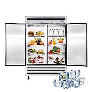 BLUELINETECH 54" W Commercial Refrigerator 2 Solid Door, 47.3 cu. ft Stainless Steel Reach-in Air Cooling Commercial Fridge Cooler for Restuarant ETL