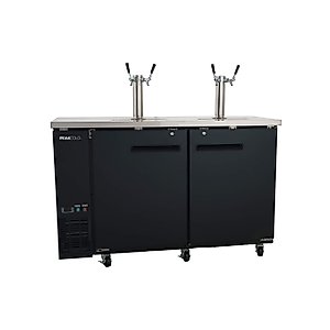 PEAKCOLD 2 Door, 4 Tap Commercial Beer Dispenser - Double Tower Keg Cooler - Kegerator; 60" W