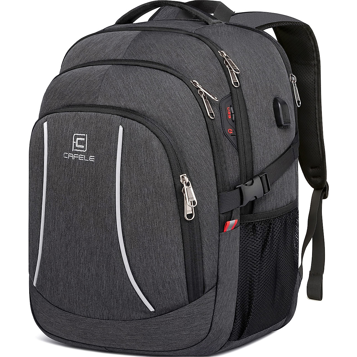 CAFELE Backpack,Large 17.3in Durable Travel Laptop Backpack, College Backpack, RFID Anti Theft Pocket Big Business Computer Bag,Water Resistant School Bookbag for Teens Men Women,Gifts Grey