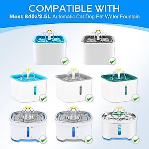 MyfatBOSS 15 Pack Cat Water Fountain Filter, 10 Pack Cat Fountain Filter Replacement & 5 Pack Replacement Pre-Filter Sponges Fit for 84oz/2.5L Automatic Cat Pet Dog Water Fountain