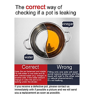 Yzakka Stainless Steel Shabu Shabu Hot Pot Pot with Divider for Induction Cooktop Gas Stove (13 IN, With Cover)