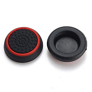 Silicone Thumb Stick Joystick Cap Analog Grip Thumbsticks Cap Cover Case for PS4 PS3 Xbox One Xbox 360 Game Controllers (Black-Red)