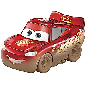 Cars Mini Racers Collectible Die-Cast Vehicle - FRR51 ~ Muddy Lightning McQueen Race Car ~ Red with Yellow Lightening Bolt ~ #95 on The Side