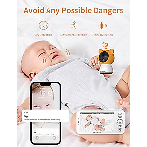 TECGUUD Video Baby Monitor with Camera and Audio, 5" Display, 2.4GH WiFi 1080P Camera, NightVision, Motion and Sound Notifications, Humidity, Room Temp,2-Way Talk， Support Phone App Control