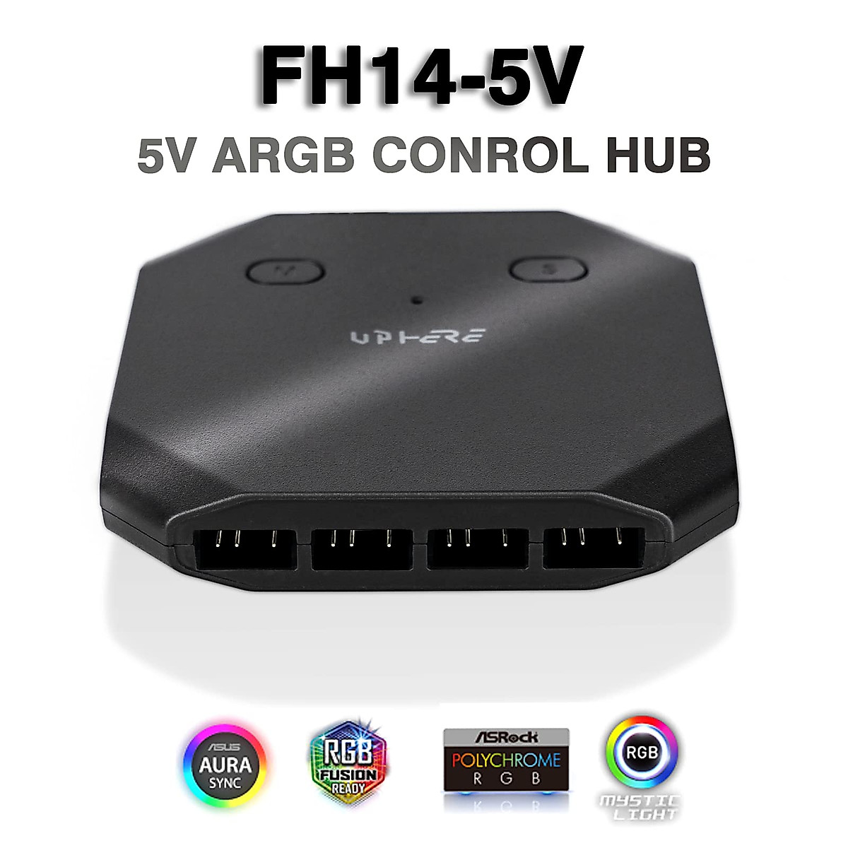 novonest Fan Hub,PWM 4PIN&5V 3PIN Addressable RGB Fan Controller,Powering Up to 14 Fans,with SATA Interface Power Supply,Reset Button line,FH14-5V