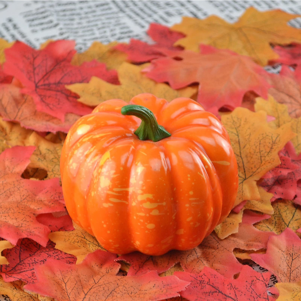 JEDFORE Fake Fruit Home House Kitchen Decoration Artificial Lifelike Simulation Mini Pumpkins Halloween Thanksgiving Day House Decoration - Set of 10 - Orange