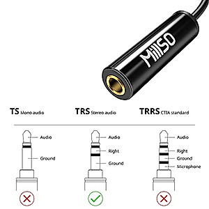 MillSO 1/4 to 3.5mm Instrument Cable, TRS Headphone Adapter 6.35mm Female to 3.5mm Male 1/8 to 1/4 Stereo Audio Adapter for Amplifier, Guitar, Piano, Speaker to Phone, Laptop, Headphone - 12inch/30cm