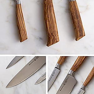 Messermeister Oliva Elite Starter Knife Set - Includes 8" Stealth Chef's Knife, 6" Utility Knife & 3.5" Paring Knife - Rust Resistant & Easy to Maintain