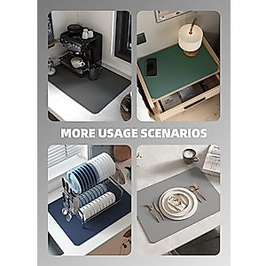 Color&Geometry Dish Drying Mats for Kitchen Counter, Dish Drying Rack Mat Strong Absorbent Water and Quick Dry , Kitchen Counter Mat Non Slip, Blue Coffee Maker Mat, 16"X24"