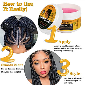 8.8OZ Strong Hold Braiding Gel for Twists, Locs, Cornrows - Tames Frizz, High Shine, No Flake, Easy Edge Control