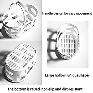 Anyoifax 2 Pack Portable Shower Caddy Tote Plastic Basket with Handle Storage Organizer Bin for Bathroom, Pantry, Kitchen, College Dorm, 12 x 7.4 x 6.5 inch, Set of 2, White & Blue