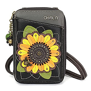 CHALA Wallet Crossbody Cell Phone Purse-Women Faux Leather Multicolor Handbag with Adjustable Strap (Sunflower - Black)