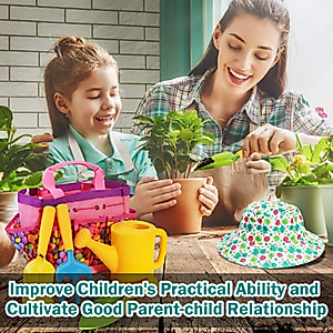 Gardening Tools Toy Set for Girls Boys with Beatiful Storage Bag, Watering Can, Gardening Gloves, Shovels, rake, Apron, Sun Hat kit for Children Kids Outdoor Play and Dress up Clothes Role Play