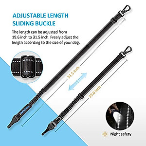 IOKHEIRA Dog Seat Belt 3-in-1 Car Harness for Dogs Adjustable Safety Seatbelt for Car Durable Nylon Reflective Bungee Fabric Tether with Clip Hook Latch & Buckle, Swivel Zinc Alloy Carabiner