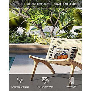 Recliner Head Pillow Ledge Loungers Chair Pillows with Insert Trick or Treat Pumpkin on Rustic Stripes Lumbar Pillow with Adjustable Strap Outdoor Waterproof Patio Pillows for Beach Pool, 2 PCS