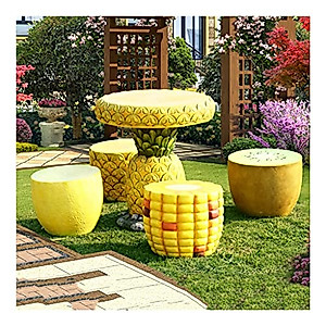 Outdoor Table and Chair Set for Garden/Nursery/Living Room, Fruit-Shaped Resin FRP Ornaments, Weatherproof Garden Decoration (Color : Set of 5)