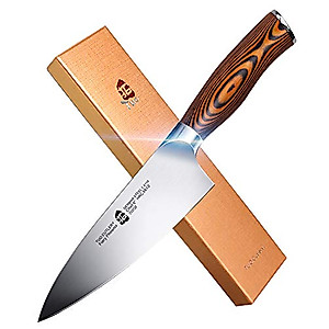 TUO Chef Knife- Kitchen Chefs Knife - High Carbon German Stainless Steel Cutlery - Rust Resistant - Pakkawood Handle - Luxurious Gift Box Included - 6 - Fiery Phoenix Series
