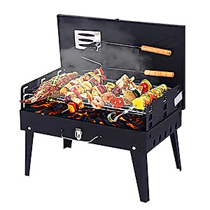 Advanced Portable Charcoal Grill Outdoor Folding Barbecue Grill Comes with BBQ Toolbox Grill Barbecue Grill Stall