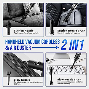 Coransi Car Vacuum Cleaner High Power 13000PA, Hand Vacuum Cordless Ultra-Lightweight 1.24lbs, Portable Car Vacuum Cleaner with Air Blower, Handheld Vacuum Wireless with LED for Pet Hairs