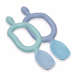 Bibado Dippit- Baby Led Weaning Spoon, BPA Free Baby Spoons Self Feeding 6 Months & Up, 2 Handed Baby Spoon with Loop Handle, Use as Toddler & Baby Training Spoon, Baby Led Weaning Supplies, 2 Pack