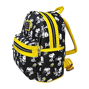 Loungefly Peanuts Snoopy and Charlie Brown Allover Print Womens Double Strap Shoulder Bag Purse