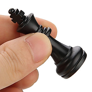 Tournament Chessmen Full Set of 32 Black & White Chess Pieces International 32 Standard Chess Pieces Replacement Cast Plastic Chess Pieces without Checkerboard 1.93Inch 49mm Tall