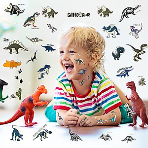 Zonon Dinosaur Temporary Tattoos Glow in The Dark for Kids Party Supplies Dinosaur Tattoos Sticker Luminous Jungle Waterproof Dino Temporary Tattoos for Boys Girls Party Supplies(Glow Style)
