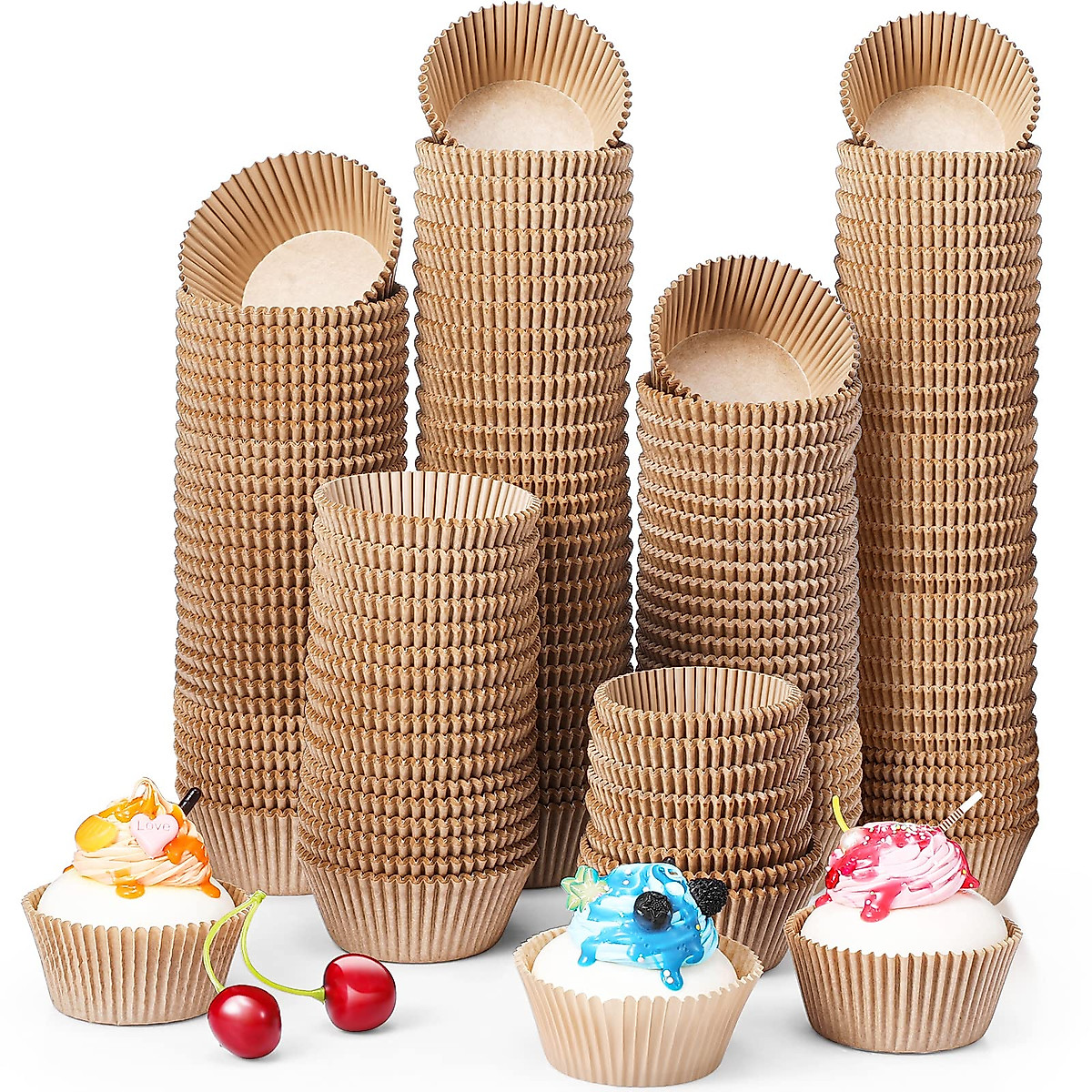 3000 Pieces Cupcake Liner Bulk Grease Proof Baking Cups Standard Natural Paper Muffin Liners Muffin Paper Cups Small Cupcake Wrappers Baking Cups for Candy Cooking Baby Showers Weddings Birthdays