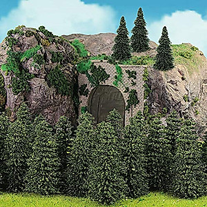 S0805 50PCS Dark Green Pine Model Cedar Trees 2.05inch (52mm) for Model Railroad Scenery Landscape Layout HO N Scale New (2Inch)