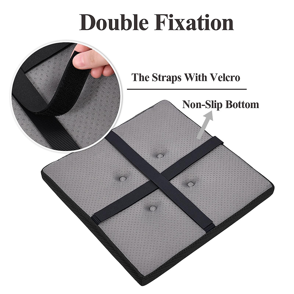 baibu 12 Inches Square Stool Cushions with Ties for Bar Stool, Breathable Square Chair Pads Seat Cushions with Non-Slip Bottom - One Pad Only (12", Black)