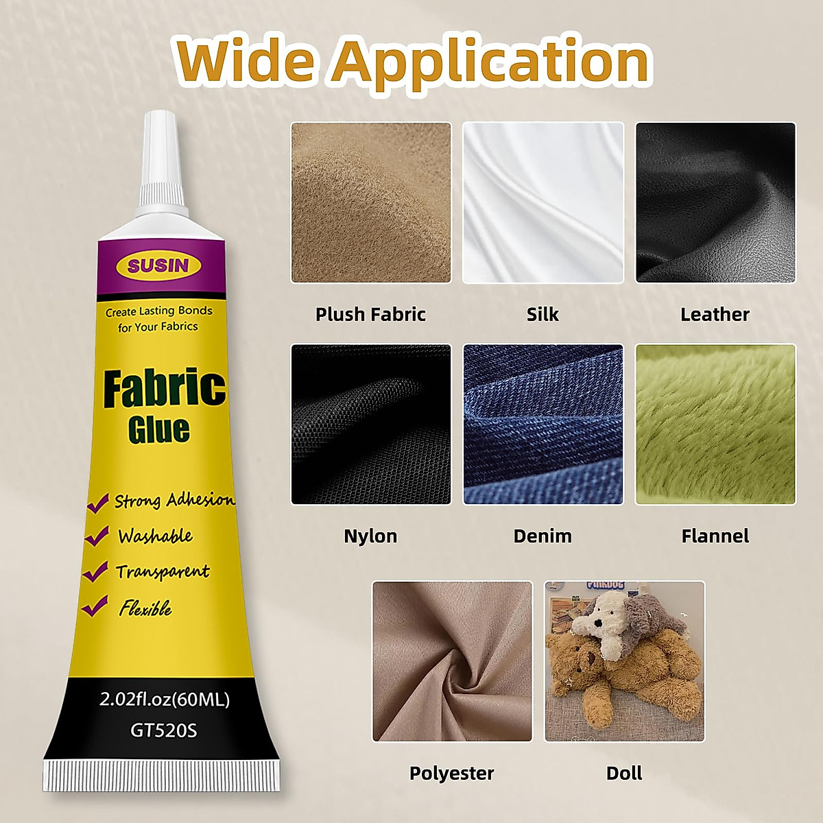 Strong Fabric Glue Permanent Clear - No Sew Fabric Glue for Clothing Washable