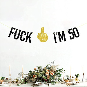 I'm 50th banner, Funny 50 Years Old Birthday Banner, 50th Birthday Party Decor, 50th Birthday Decorations for Men Women, Funny for 50th Birthday/Wedding Anniversary Party Decorations