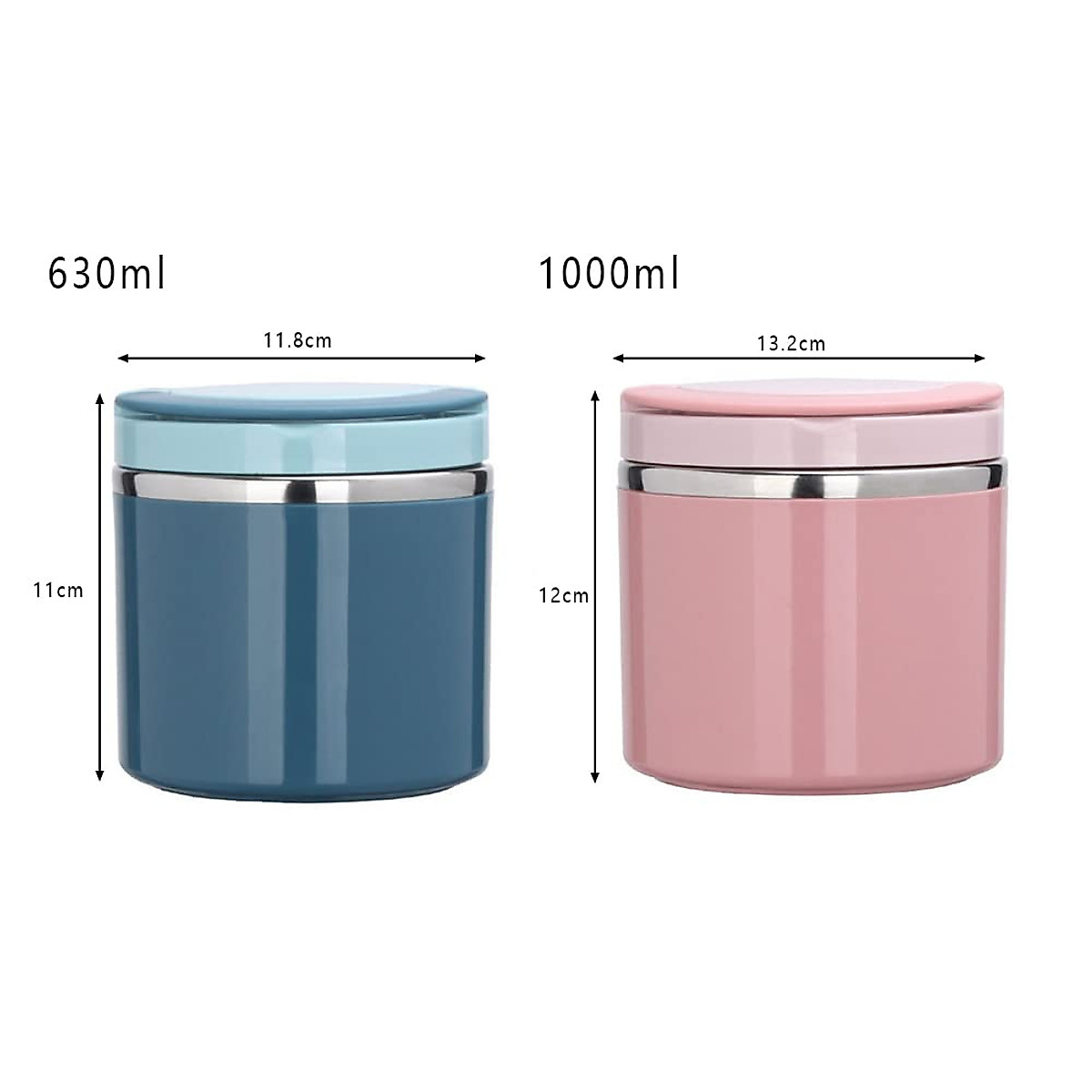 LIZHOUMIL Soup Mug Stainless Steel Microwavable Soup Mug with Lid, Portable Breakfast Cup with Handle Insulation Soup to Go Container for Soups, Noodles, Hot Cereal and More (Pink, 630ml)