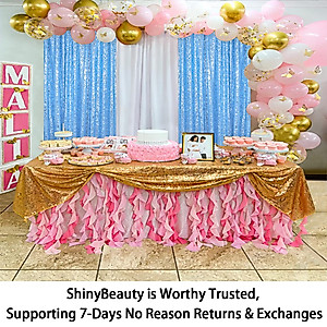 ShinyBeauty 4ft x 8ft Baby Blue Sequin Backdrop Curtain 2 Panels Sequin Wall Panel Backdrop Glitter Curtains Drapes or Parties Wedding Decoration